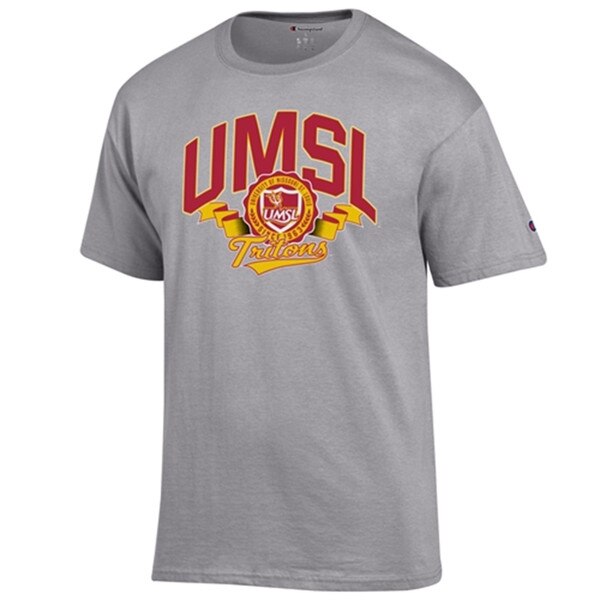 Grey Champion® Tee UMSL Tritons Seal Ribbon Full Chest Screenprint