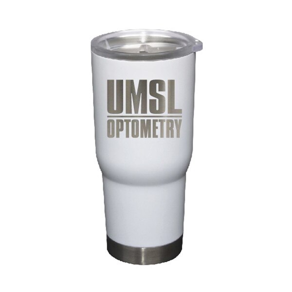 White UMSL Optometry Laser Engraved 22oz Tumbler